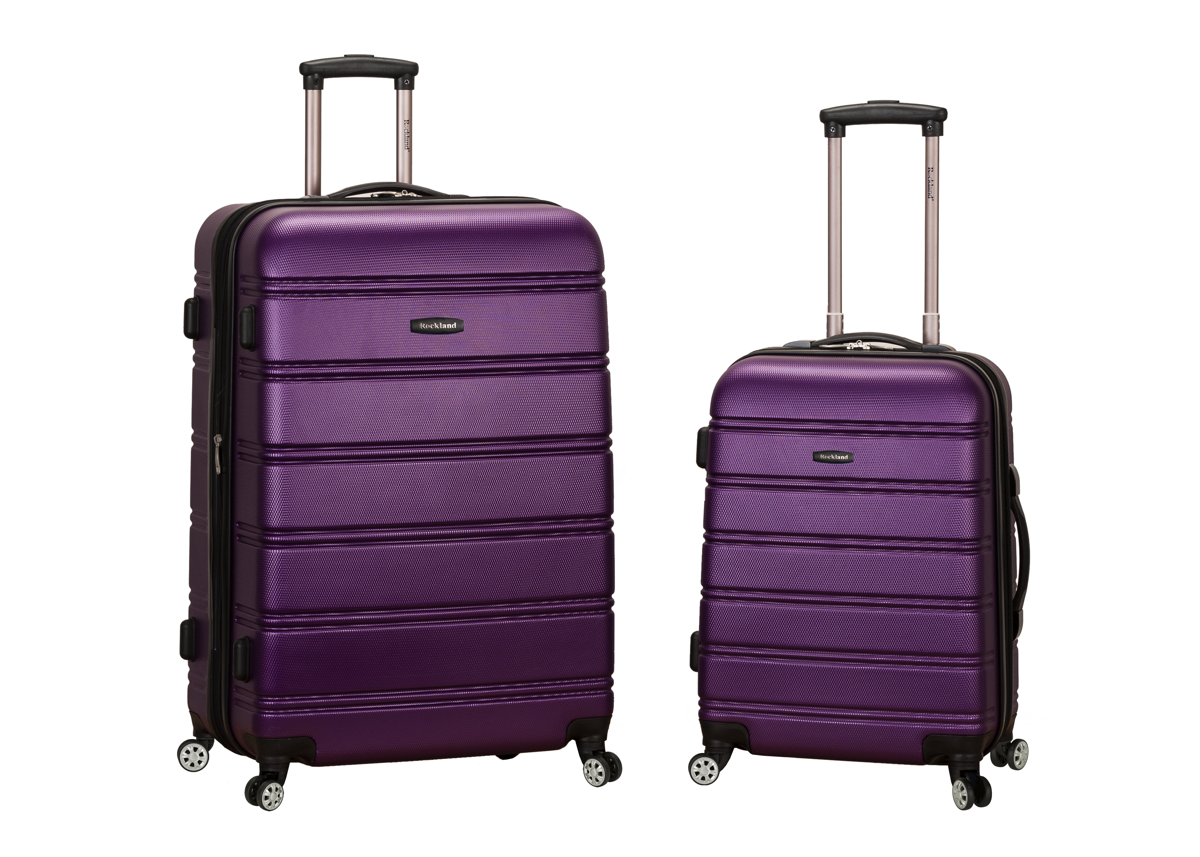 Rockland Melbourne 2-Piece Hard Carry-On and Suitcase Spinner Luggage ...