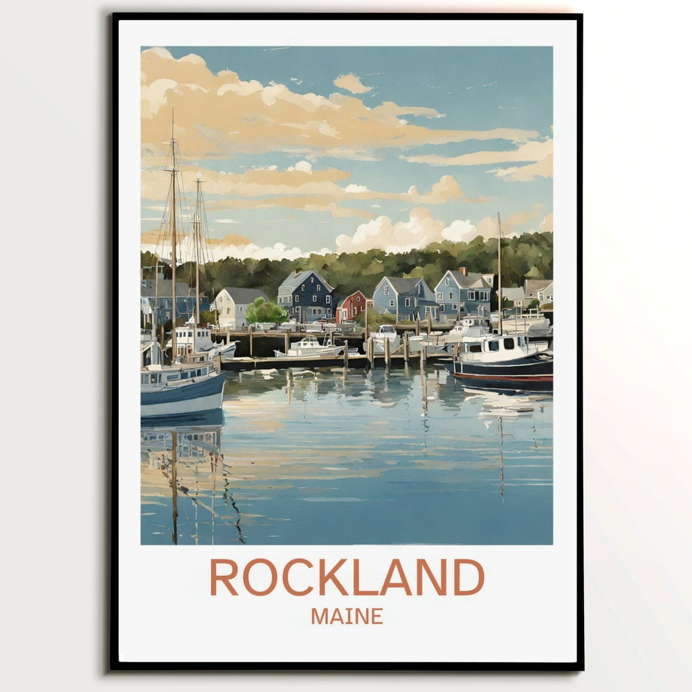 Rockland Maine Harbor Poster, Scenic Coastal Wall Art, Maine Seaside ...