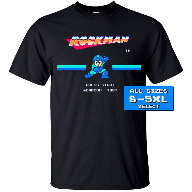 Rockman Megaman 1 NES Start Screen T Shirt BLACK all sizes S-5XL 100% ...