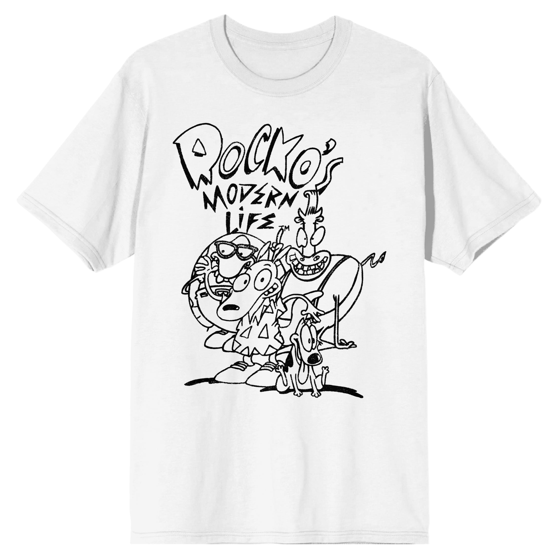 Rocko's Modern Life Rocko and Friends Line Art Men's White T-Shirt ...