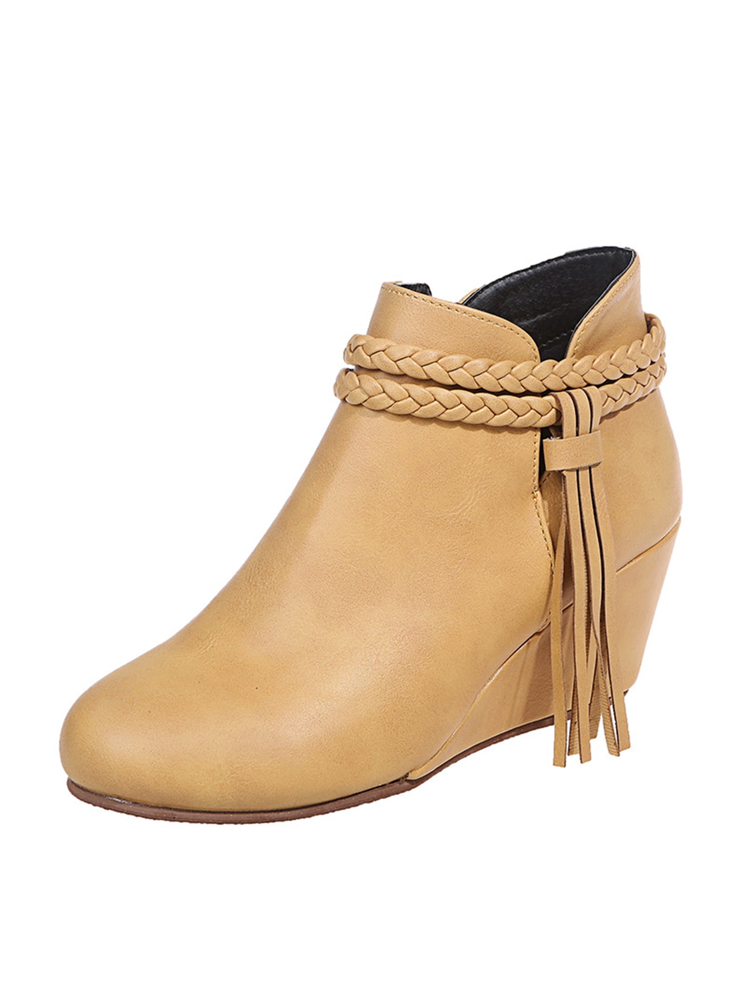 Rockomi Womens Non Slip Wedge Booties Fashion Pointed Toe Wedge Booties ...