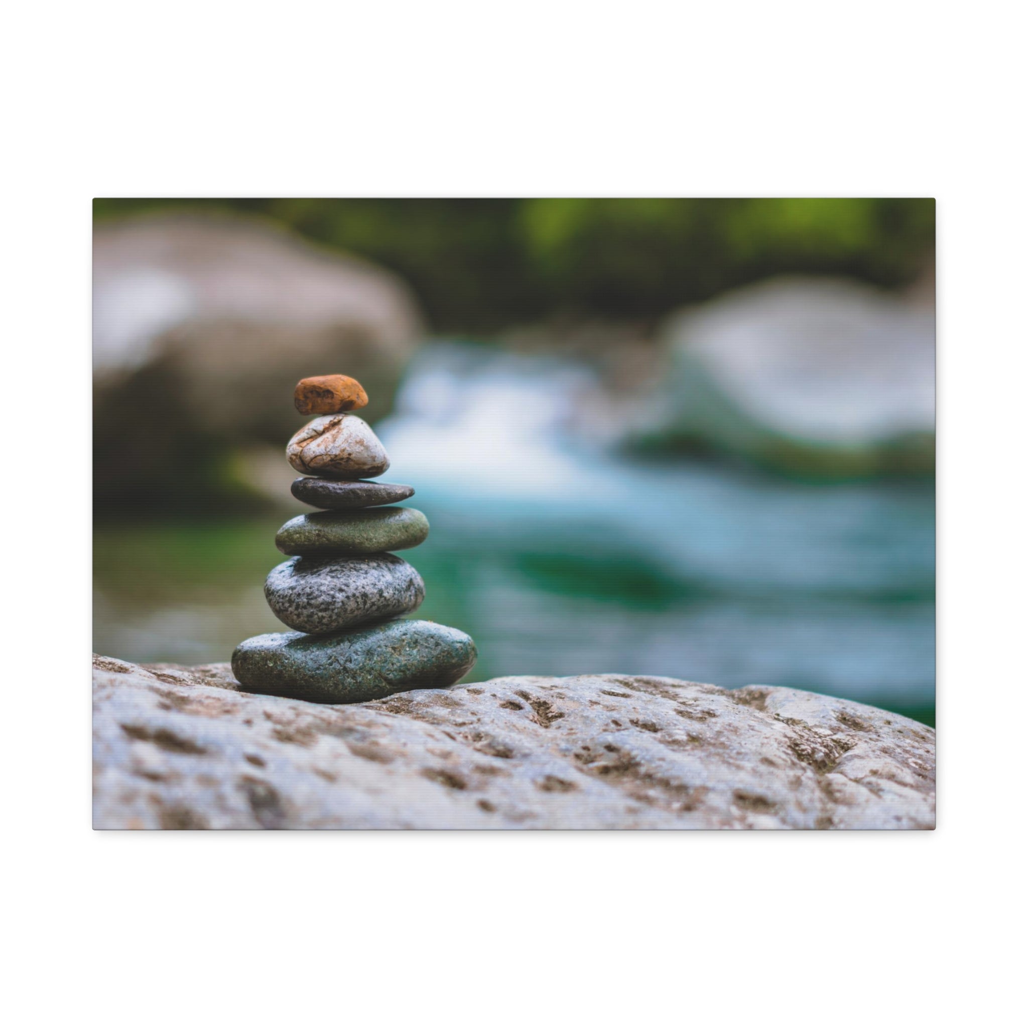 Rocks Stacked in Balance Forest Floral Nature Photography Canvas Wall ...