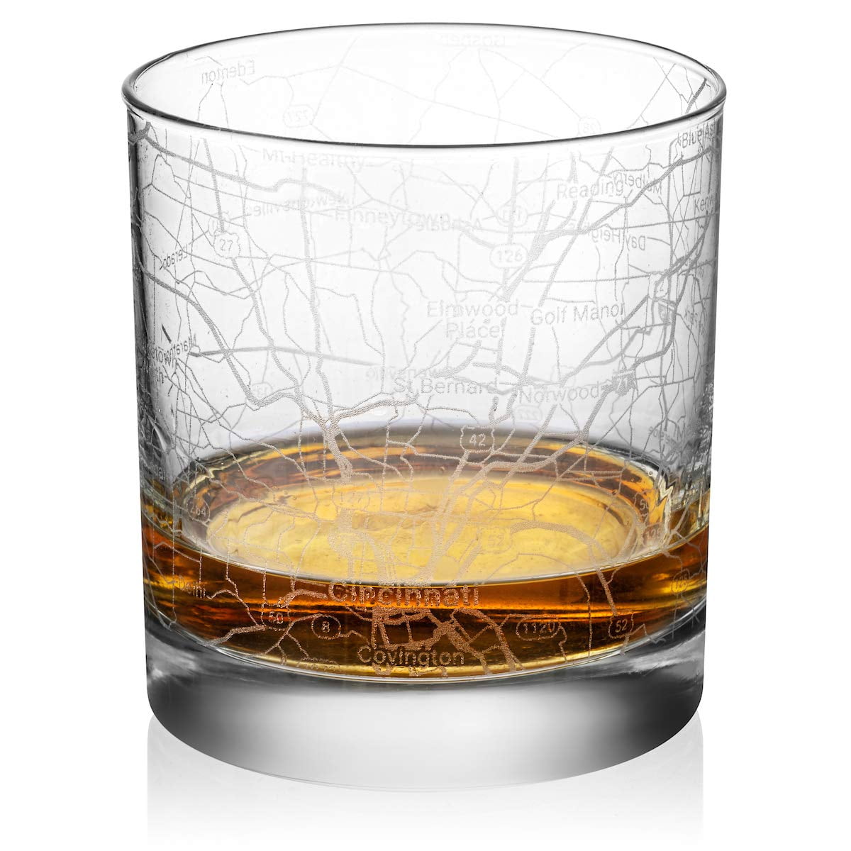 Rocks Whiskey Old Fashioned 11oz Glass Urban City Map Cincinnati Ohio ...