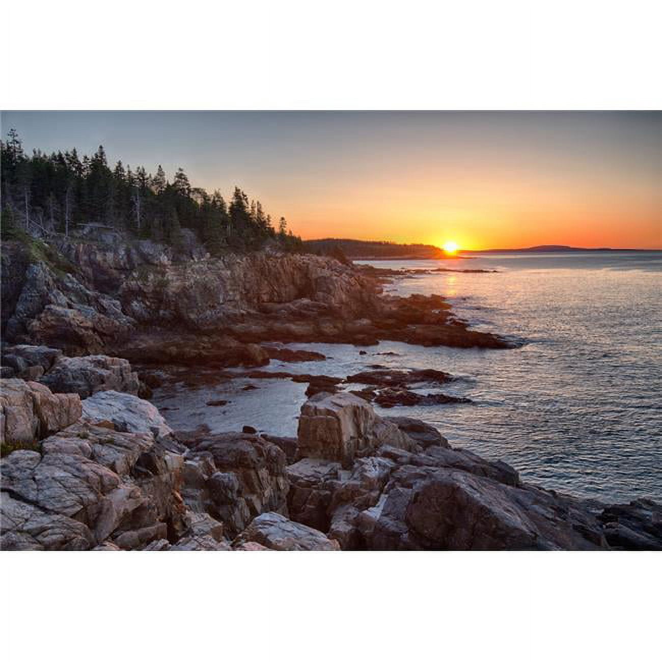 Rocks on the coast at sunrise Little Hunters Beach Acadia National Park ...