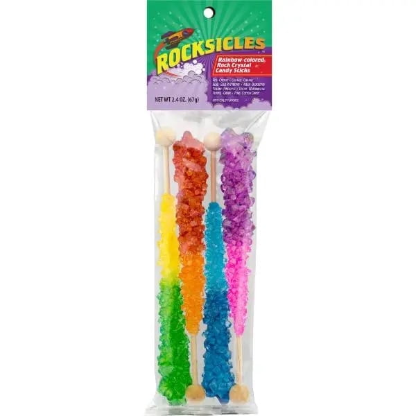 Rocksicles, Rainbow Colored Rock Crystal Candy Sticks, 4 Count (2.4 oz ...