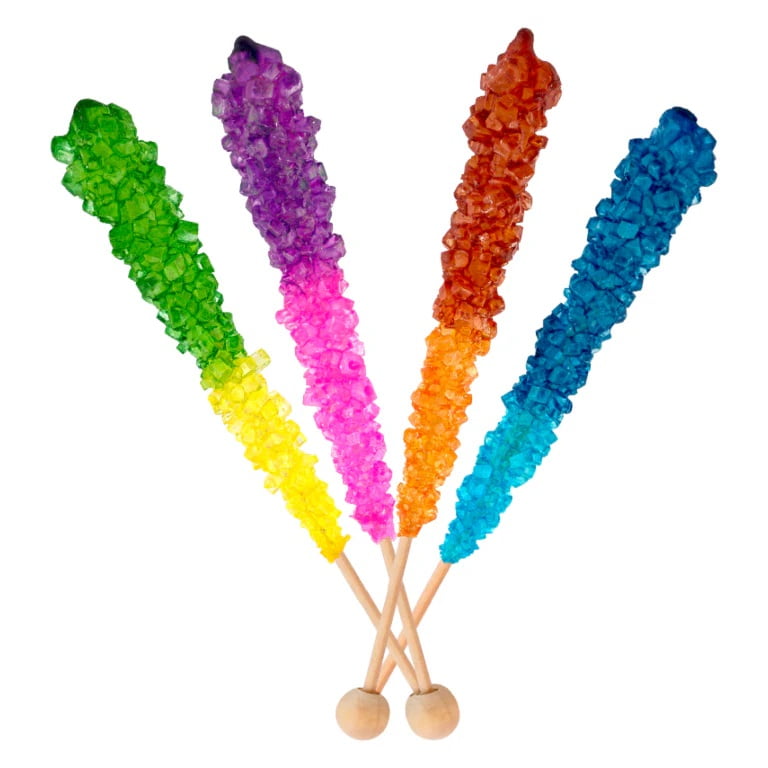 Rocksicles, Rainbow Colored Rock Crystal Candy Sticks, 4 Count (2.4 oz ...
