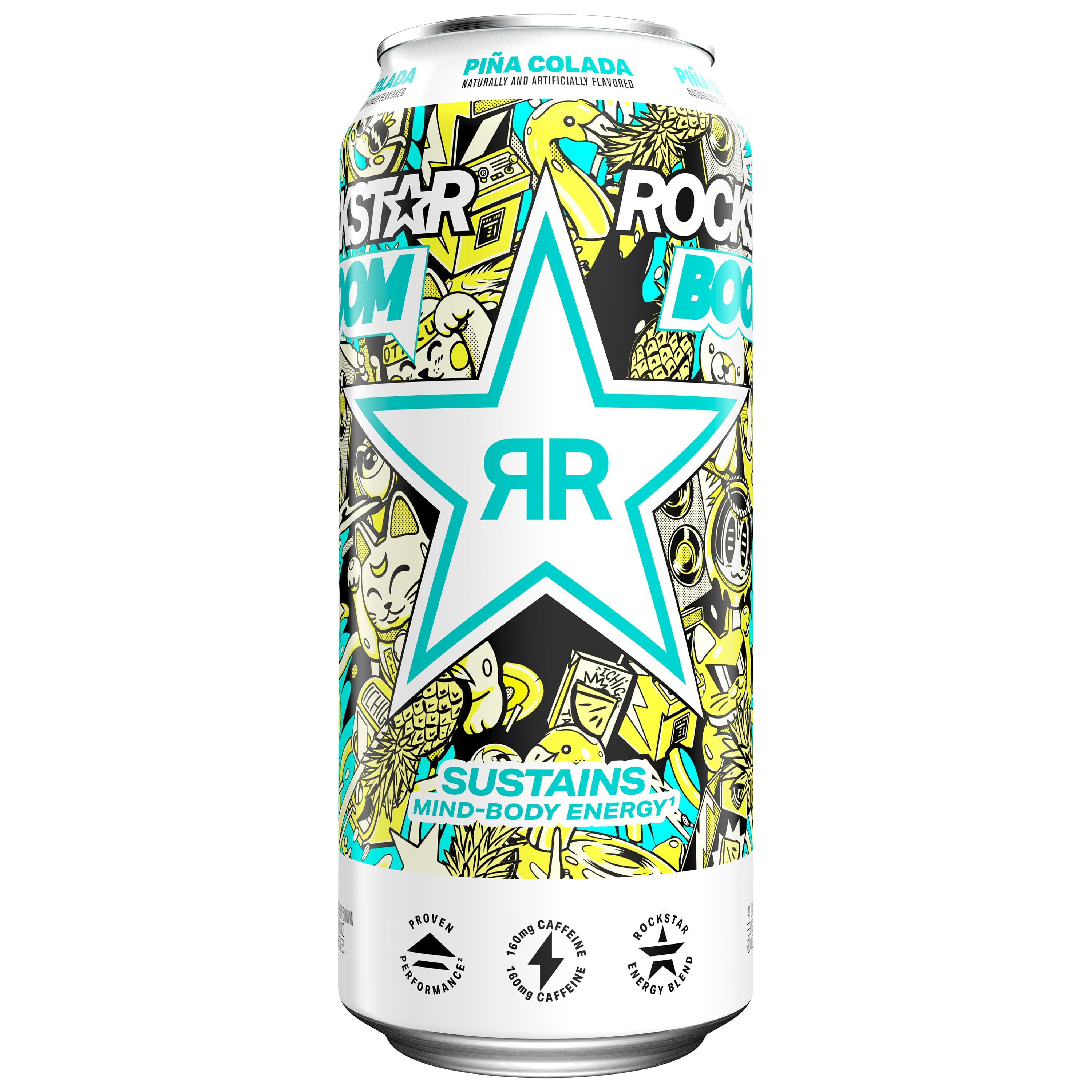 Rockstar Boom Energy Drink Pina Colada 16 fl oz Can - Walmart.com