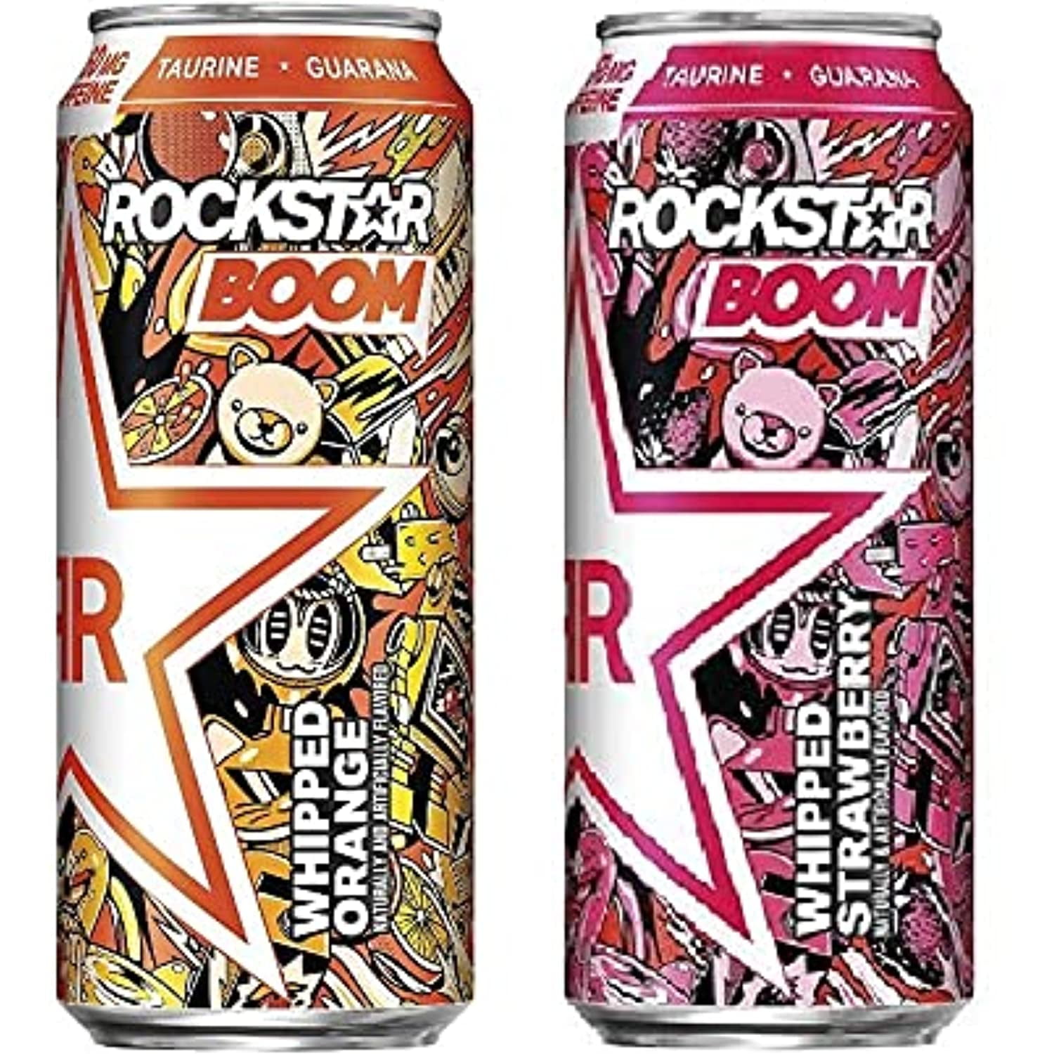 Rockstar Boom Energy Drink Variety Pack - Whipped Orange and Strawberry ...
