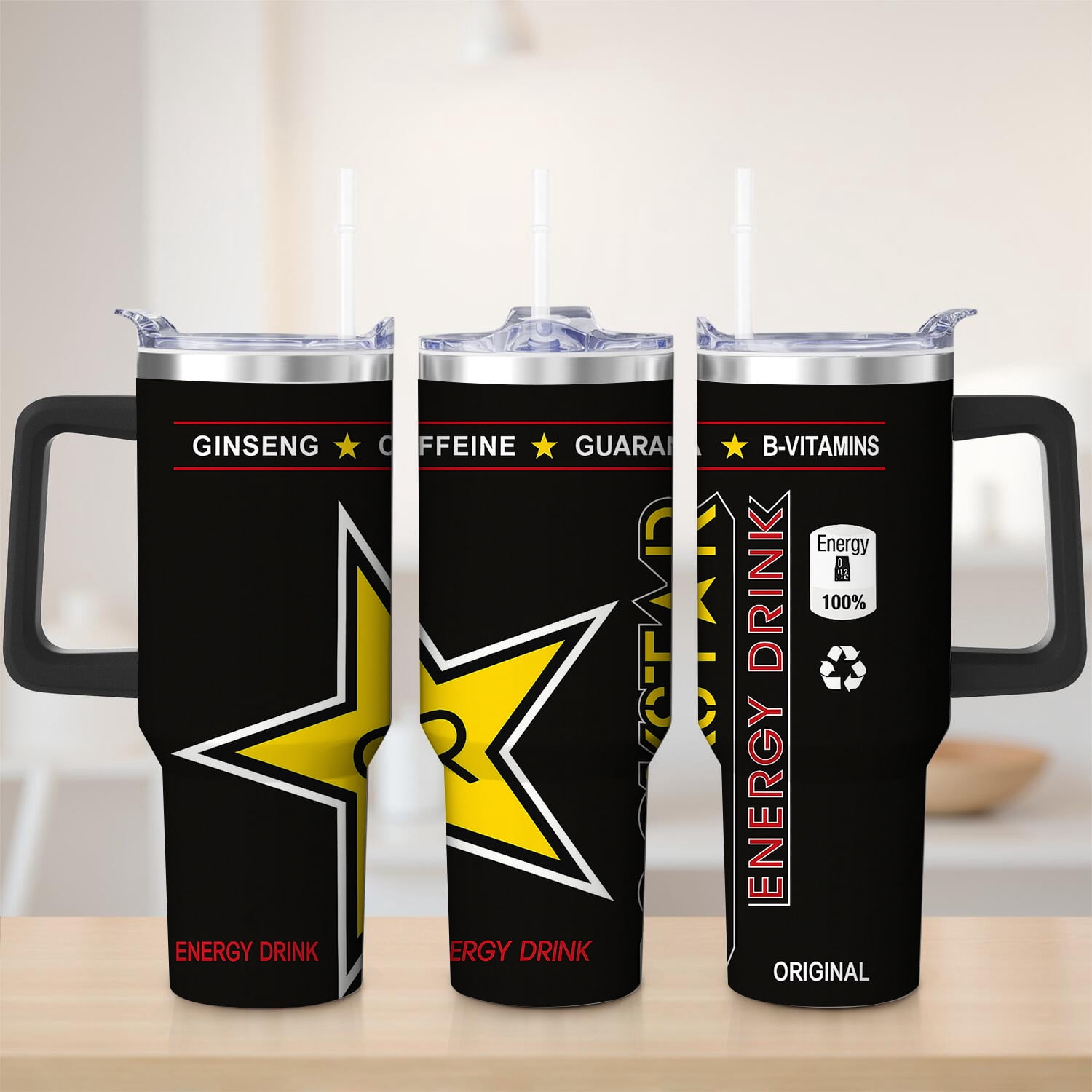 Rockstar Energy Drink Stainless Steel Insulated Mug with Lid and Handle ...