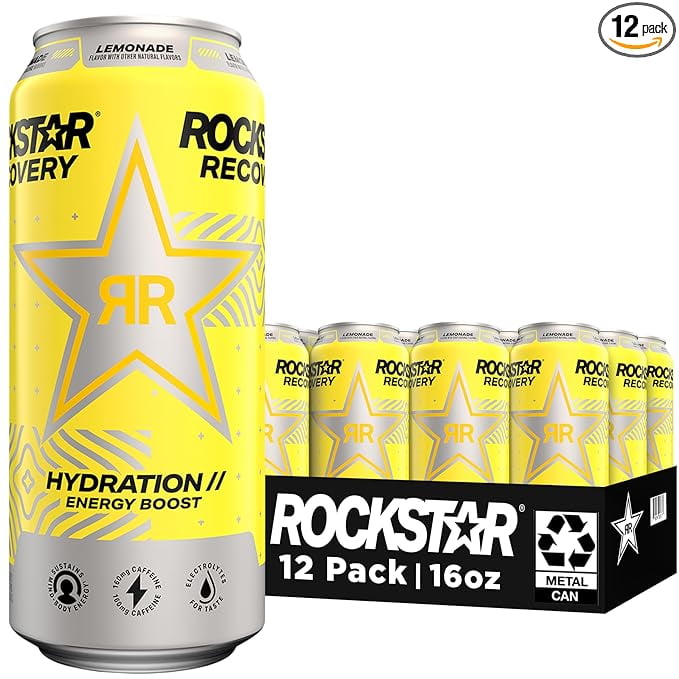 Rockstar Energy Drink with Caffeine Taurine and Electrolytes Recovery ...