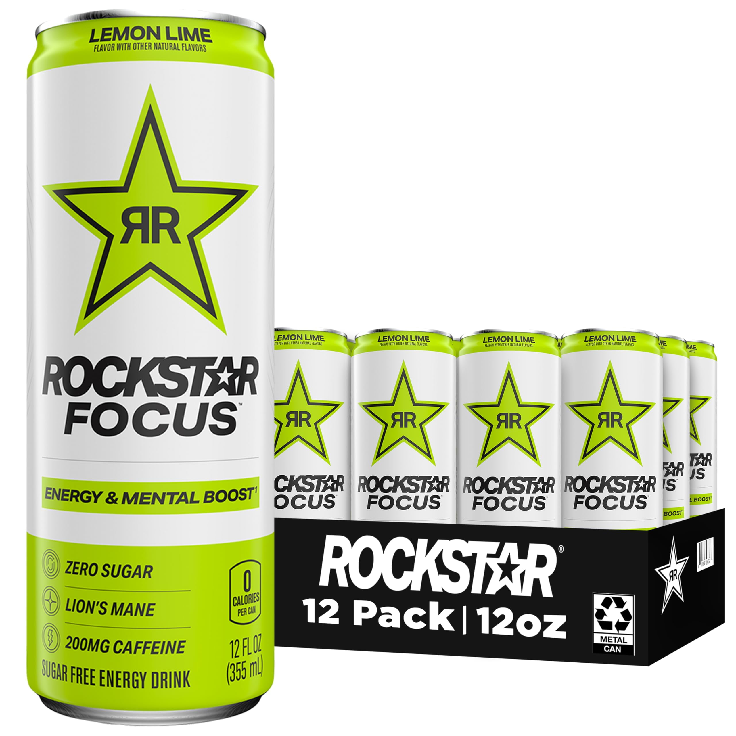 Rockstar Focus, Lemon Lime, 12 Fl Oz Cans (Pack of 12) - Walmart.com