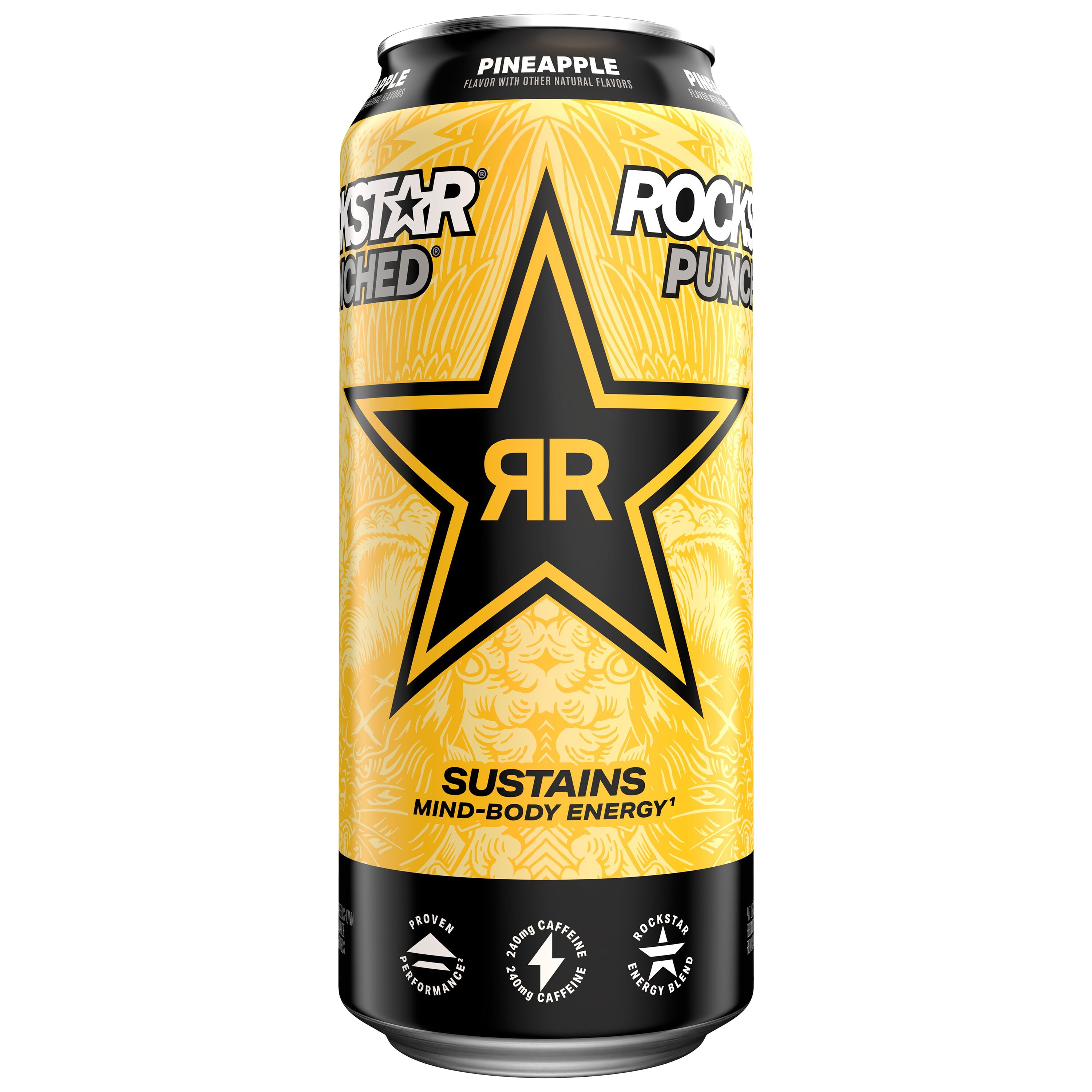 Rockstar Punched Energy Drink Pineapple 16 fluid ounce, Single Can ...