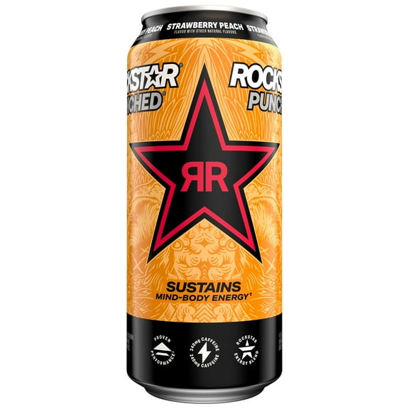 Rockstar Punched Fruit Punch Energy Drink 16 oz Can Bold Tropical ...
