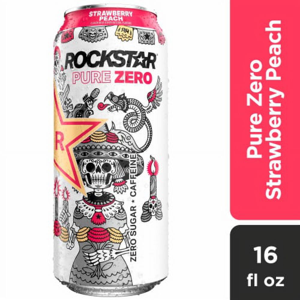 Rockstar Pure Zero Sugar Free Strawberry Peach Energy Drink - 16 fl oz ...