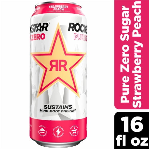 Rockstar Pure Zero Sugar Free Strawberry Peach Energy Drink - 16 fl oz ...