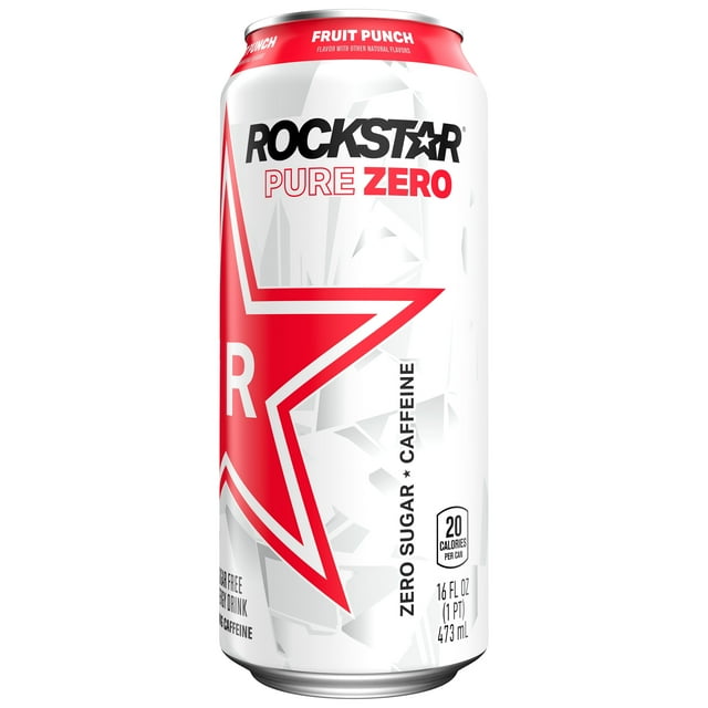 Rockstar Pure Zero Sugar Punched Fruit Punch Energy Drink, 16 oz Can ...