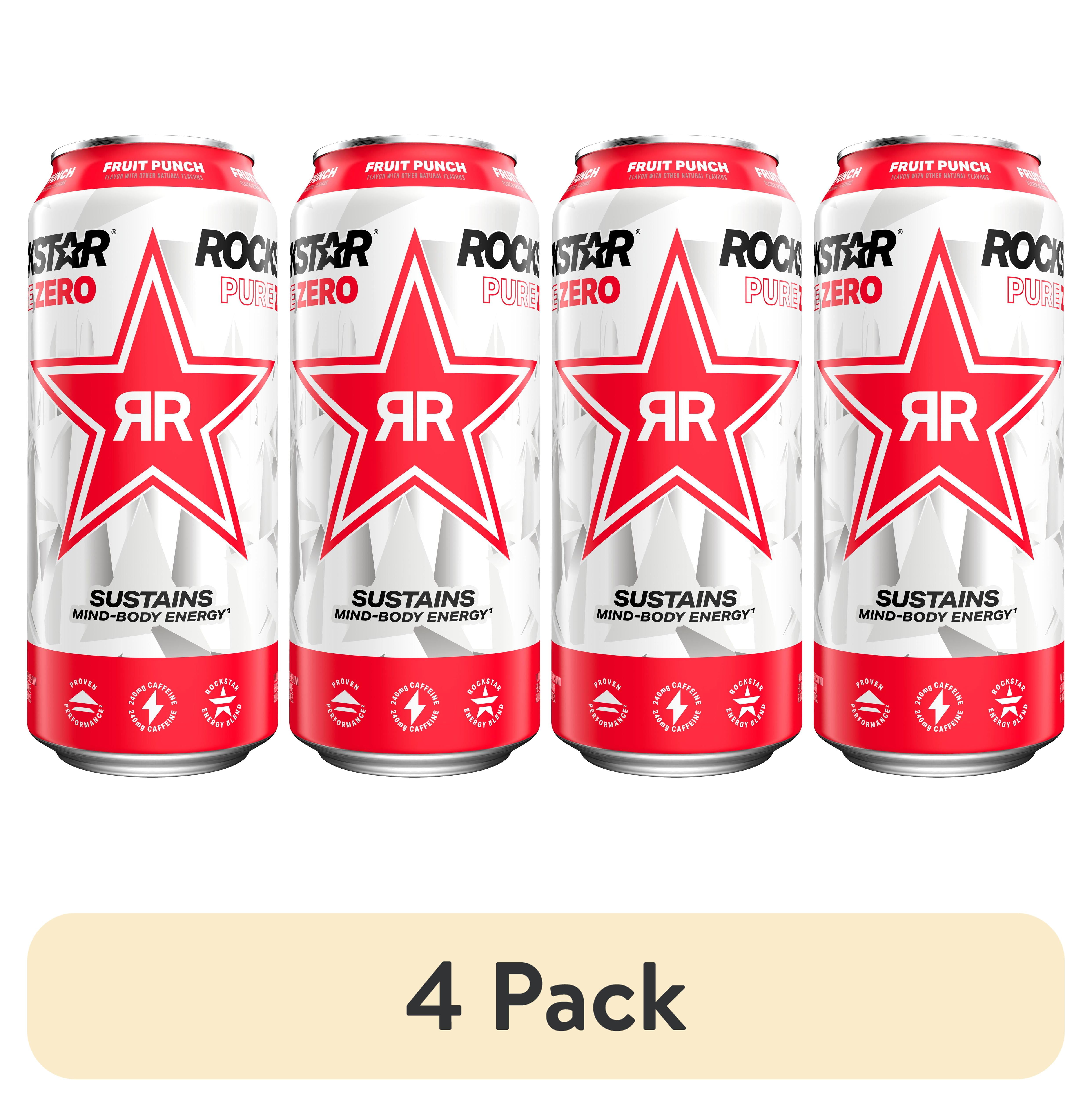 (4 pack) Rockstar Pure Zero Sugar Punched Fruit Punch Energy Drink, 16 ...