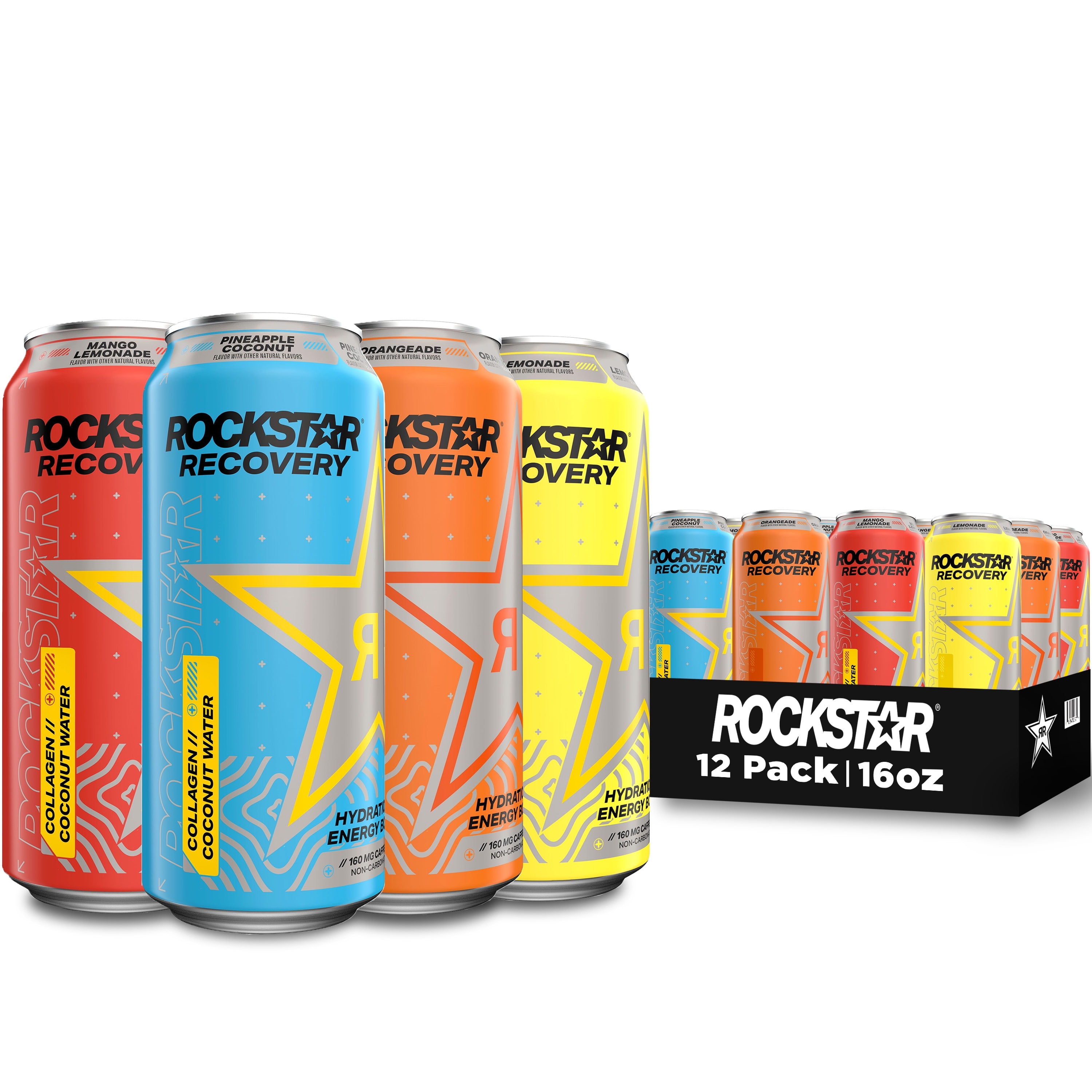 Rockstar Recovery 4 Flavor Variety Pack, 16 Fl Oz, 12 Pack cans ...