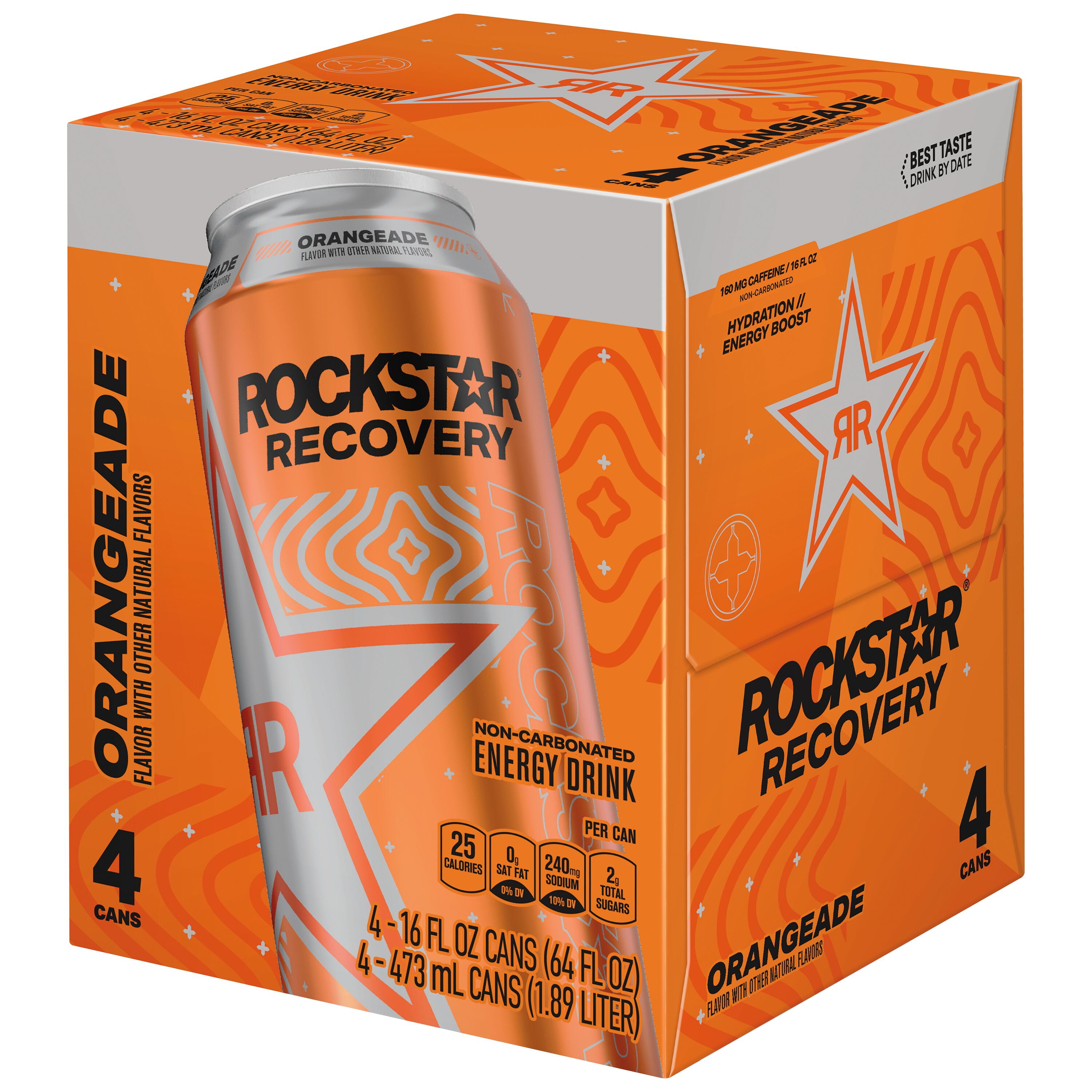 Rockstar Recovery Energy Drink Orange, 16 fl oz, 4 Count Cans - Walmart.com