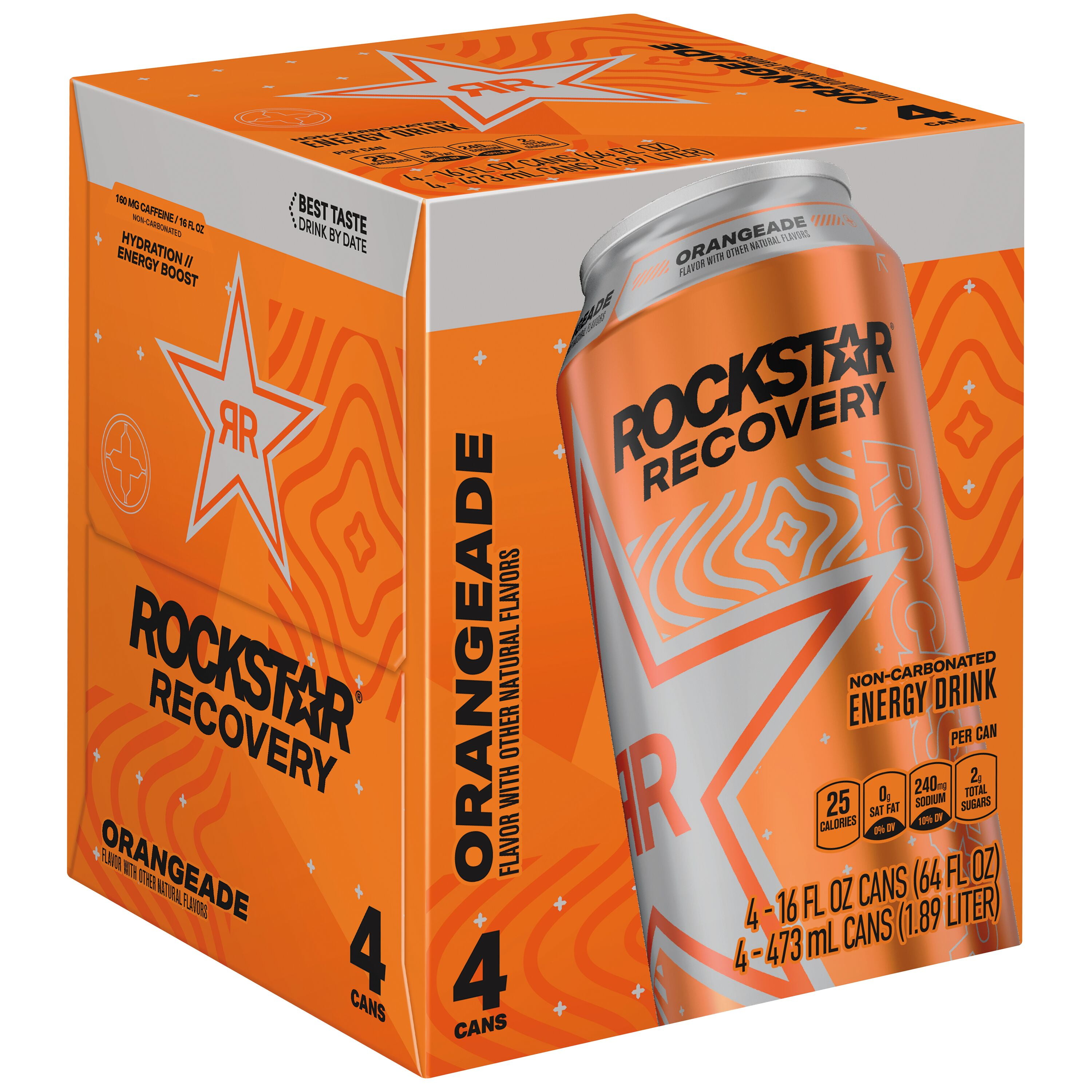 Rockstar Recovery Energy Drink Orange, 16 fl oz, 4 Count Cans - Walmart.com
