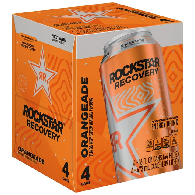 Rockstar Recovery Energy Drink Orange, 16 fl oz, 4 Count Cans - Walmart.com