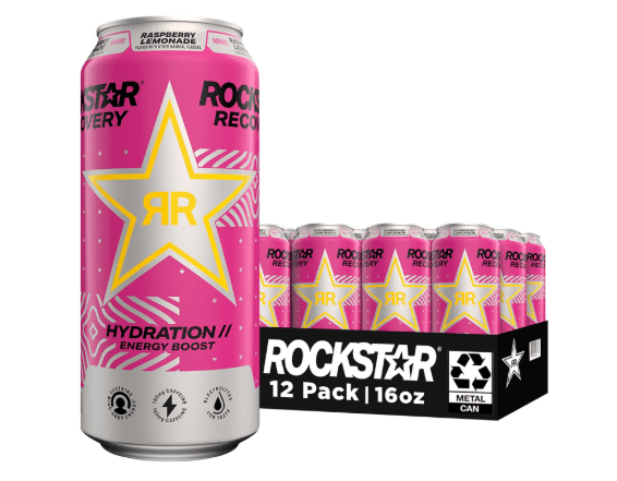 Rockstar-Recovery Non-Carbonated Energy Drink, Raspberry Lemonade, 16 ...