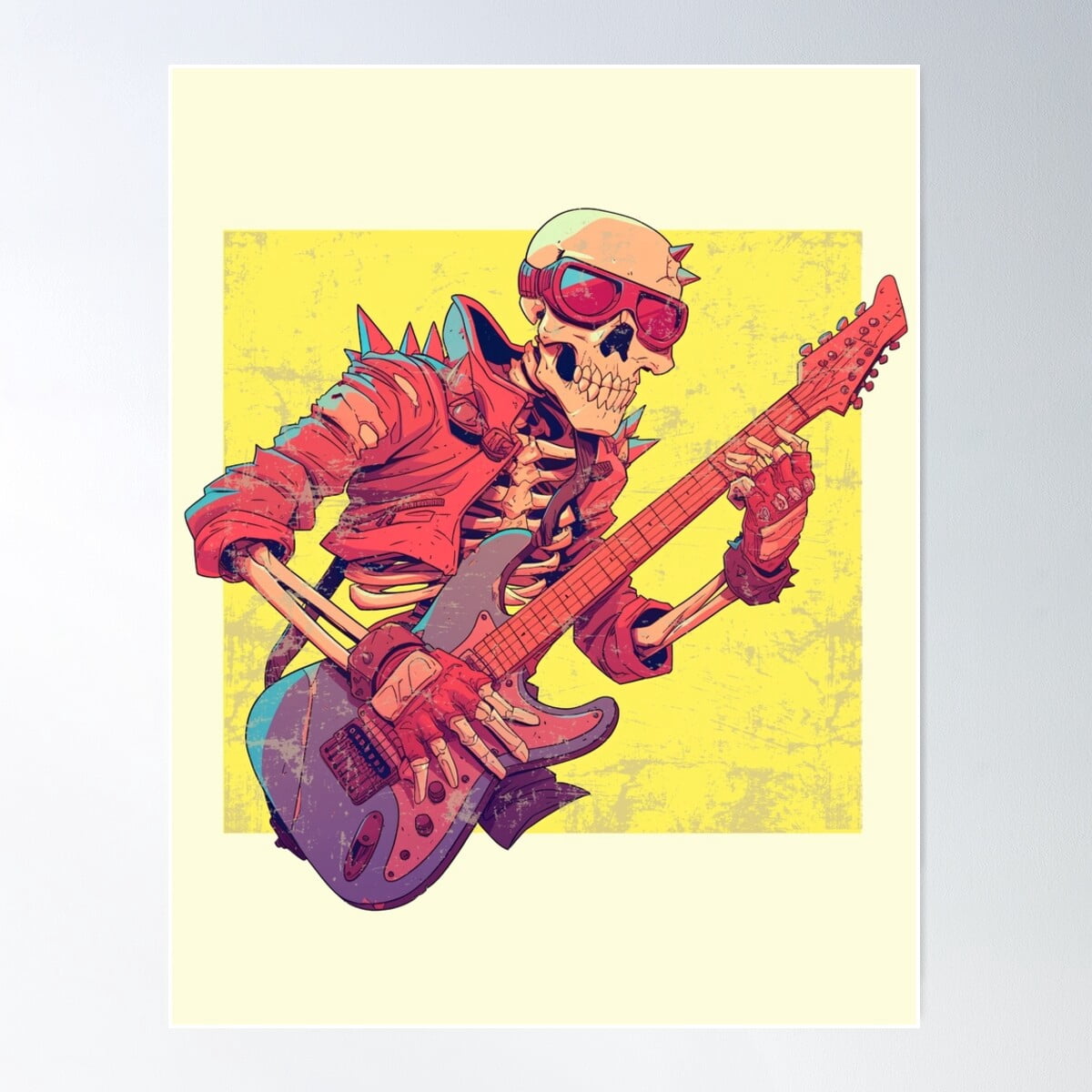 Rockstar Skeleton - Punk Rock Music Poster Wall Art, Modern Wall Decor ...