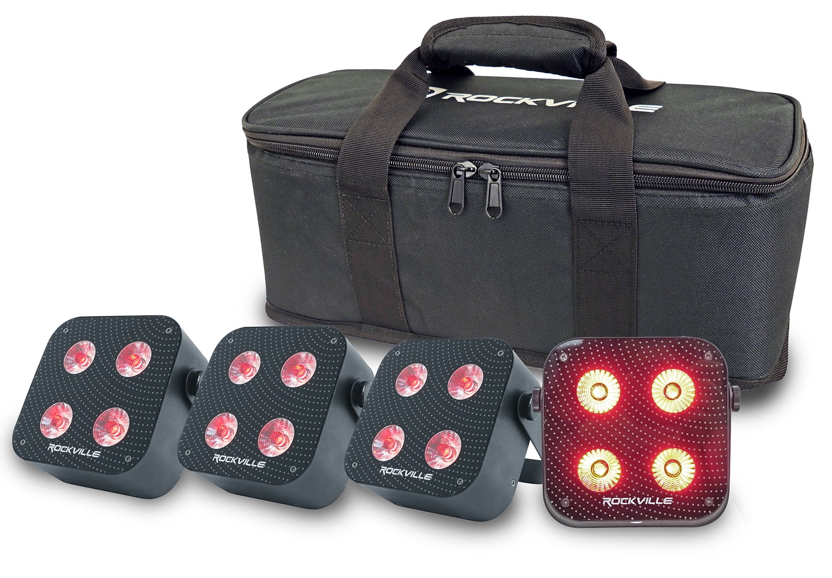 Rockville 4 PACK MINI IR4 Black DJ/Party Par Wash Up Lights+Wireless ...