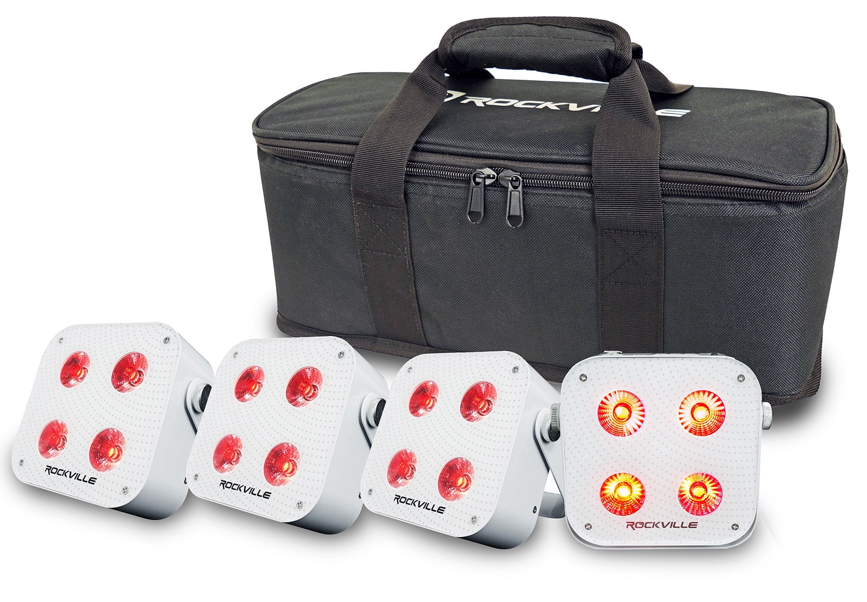 Rockville 4 PACK MINI IR4 White DJ/Party Par Wash Up Lights+Wireless ...