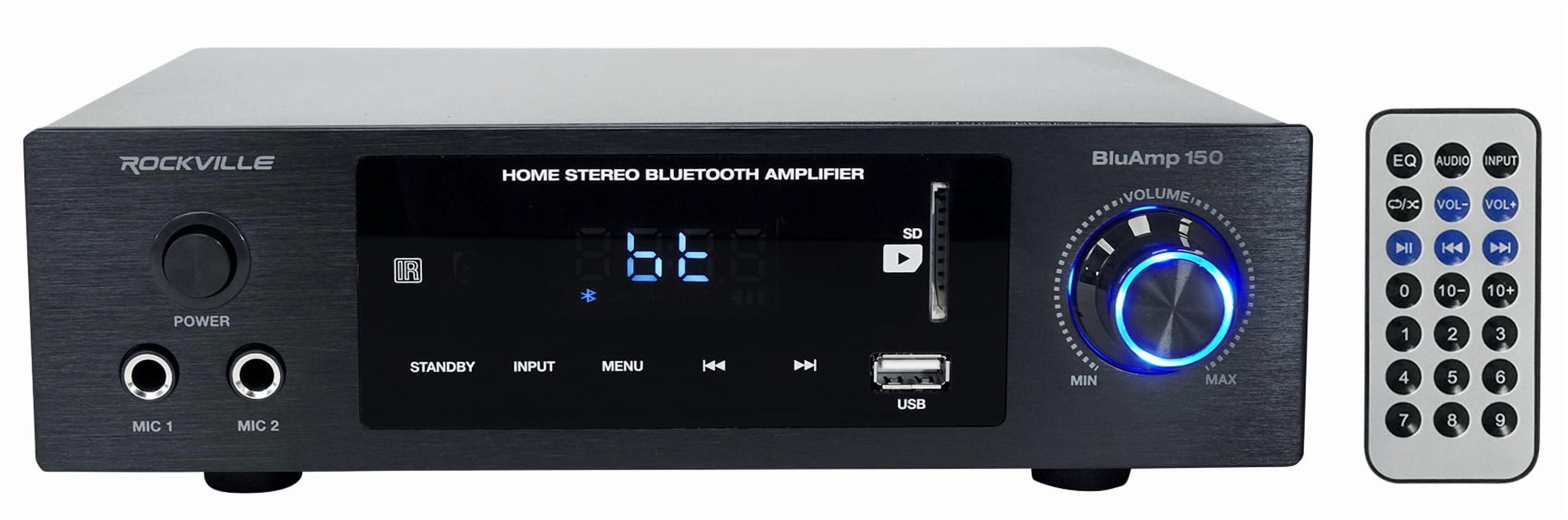 Rockville BLUAMP 150, 75x2 RMS Bluetooth AMP Receiver, Optical Input ...