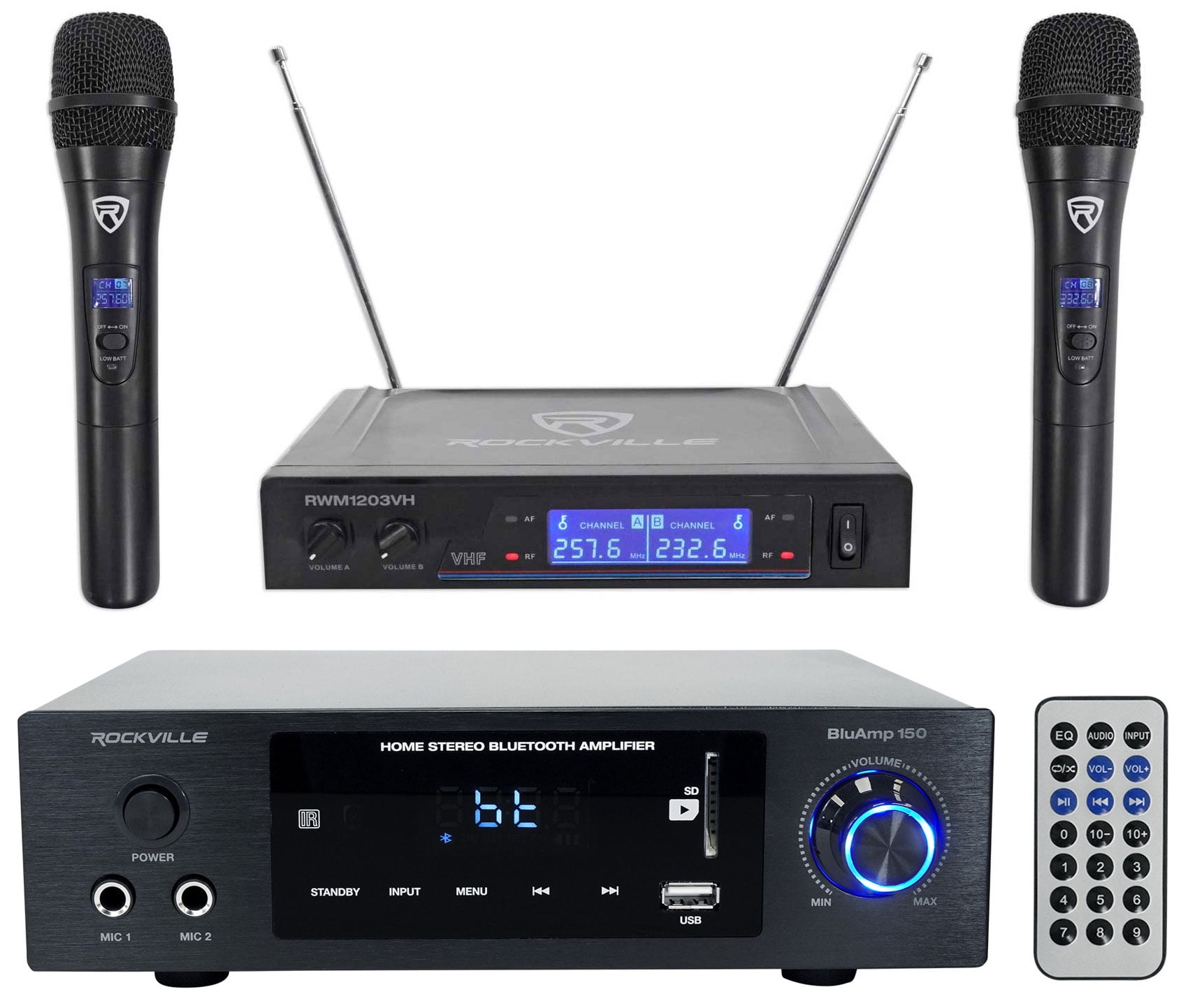 Rockville BLUAMP 150 Home Stereo Bluetooth Amplifier, Optical RCA Input ...