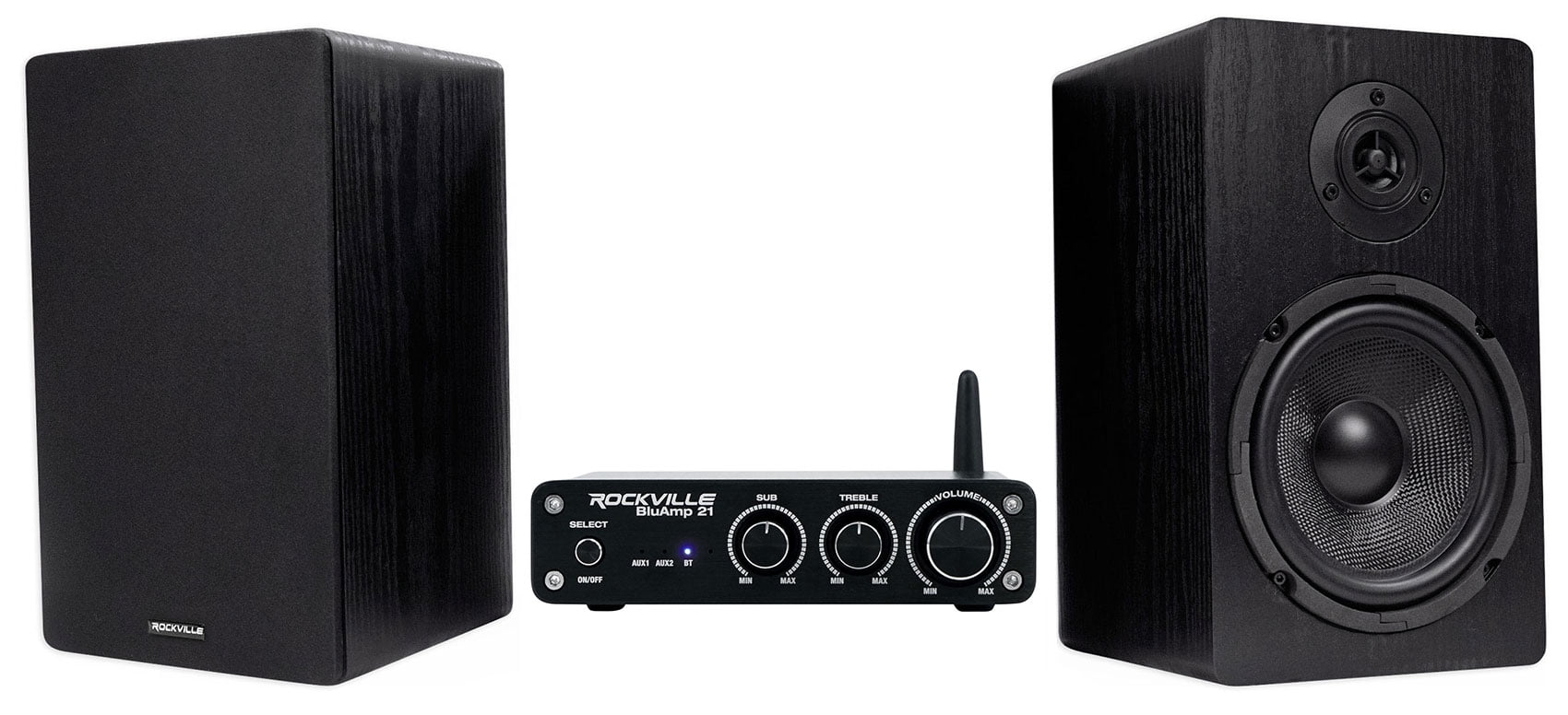 Rockville BLUAMP 21 Bluetooth Home Audio Receiver Amp+(2) 6.5" Black ...