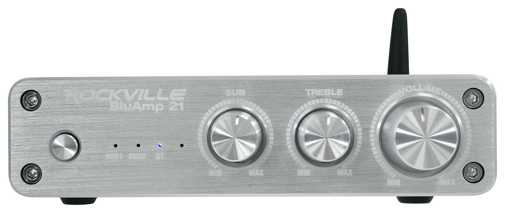 Rockville BLUAMP 21 SILVER 2.1 Channel Bluetooth Home Audio Amplifier ...