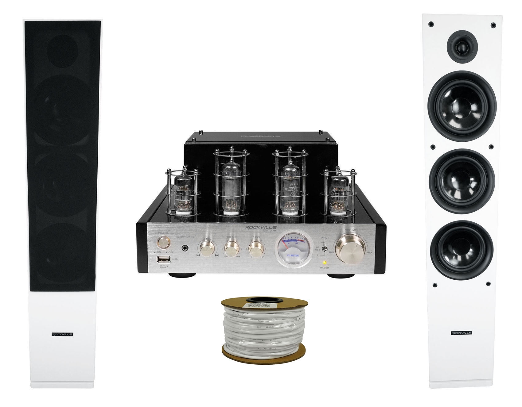 Rockville BluTube SG Bluetooth Tube Amplifier/Home Receiver + (2) Tower ...