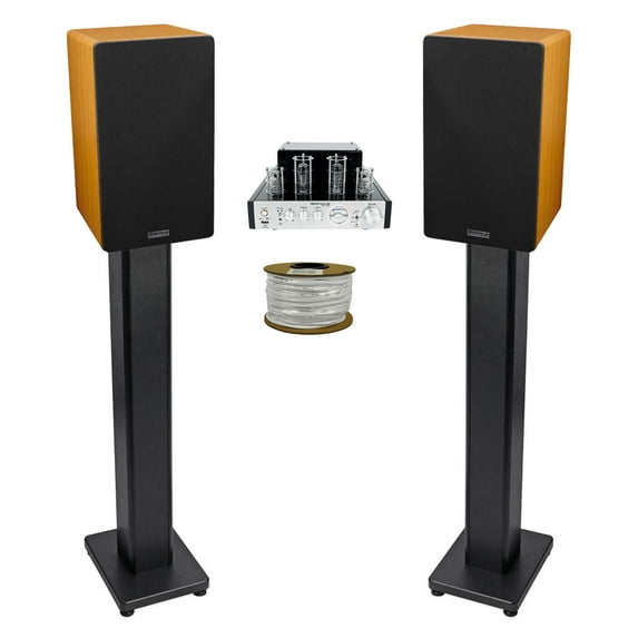 Rockville BluTube Tube Amplifier+6.5" Wood Bookshelf Speakers+36" Wood ...