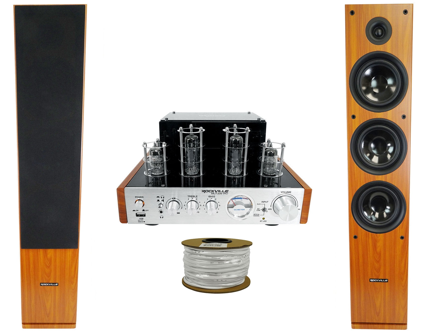 Rockville BluTube WD Bluetooth Tube Amplifier/Home Receiver + (2) Tower ...