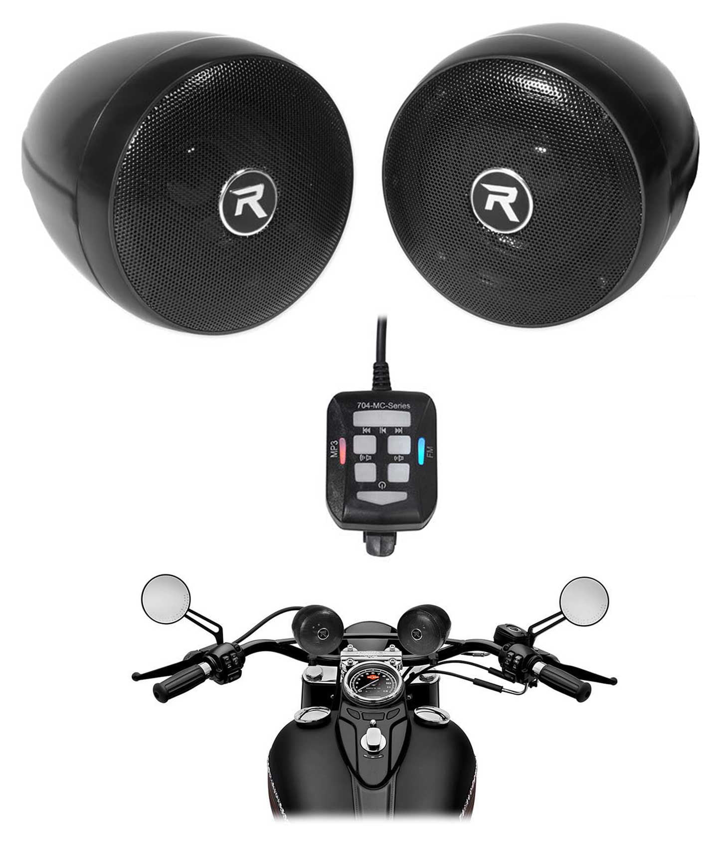 "Rockville RockNRide 3"" Waterproof Bluetooth Motorcycle Speakers with ...