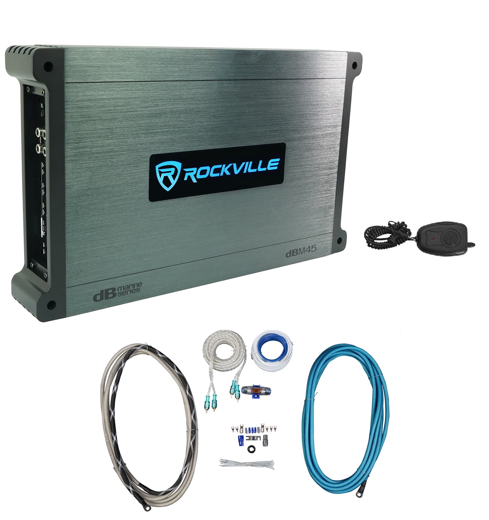 Rockville DBM45 4-Channel 2000w Rated Marine/Boat Amplifier+Amp Wire ...
