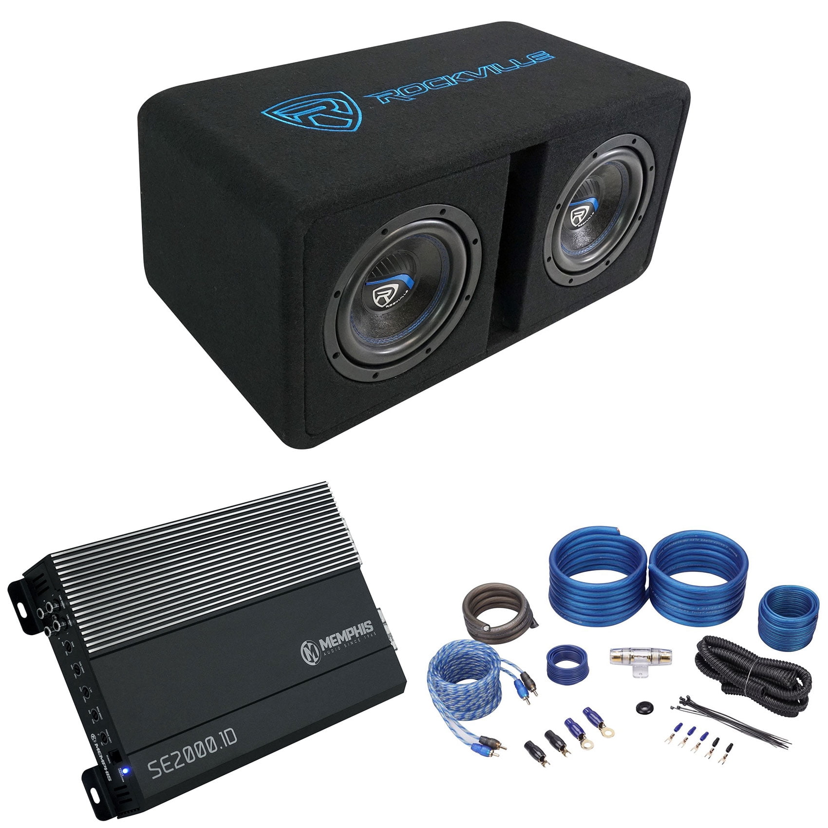 Rockville DV8K52 Dual 8" K5 1600w Amplified Subwoofer Car Audio Amp ...