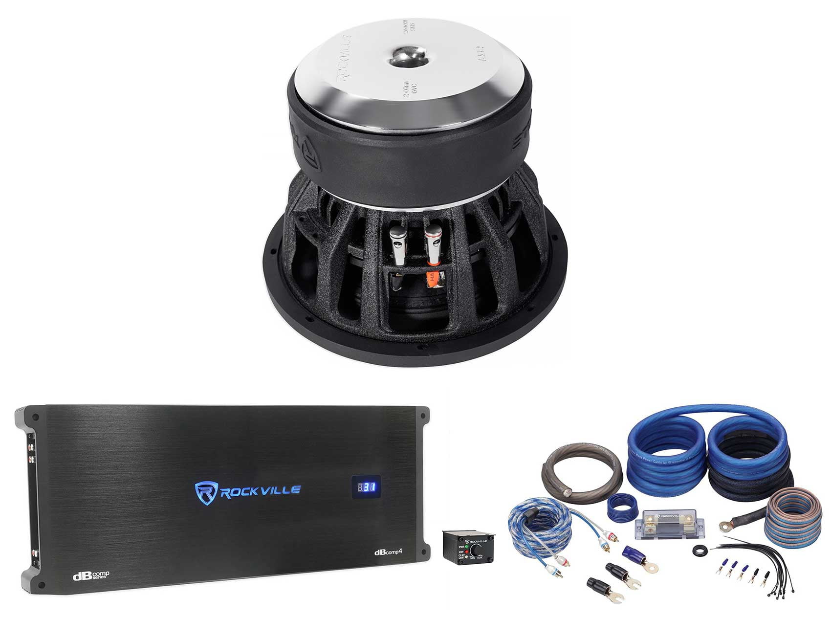 Rockville Destroyer 12D2 12 inch Competition Car Subwoofer+Mono ...