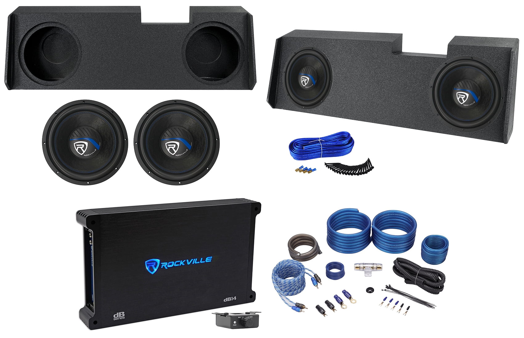 Rockville Dual 12" Subwoofers+Amp+Sub Box For 2019-Current GM Crew ...