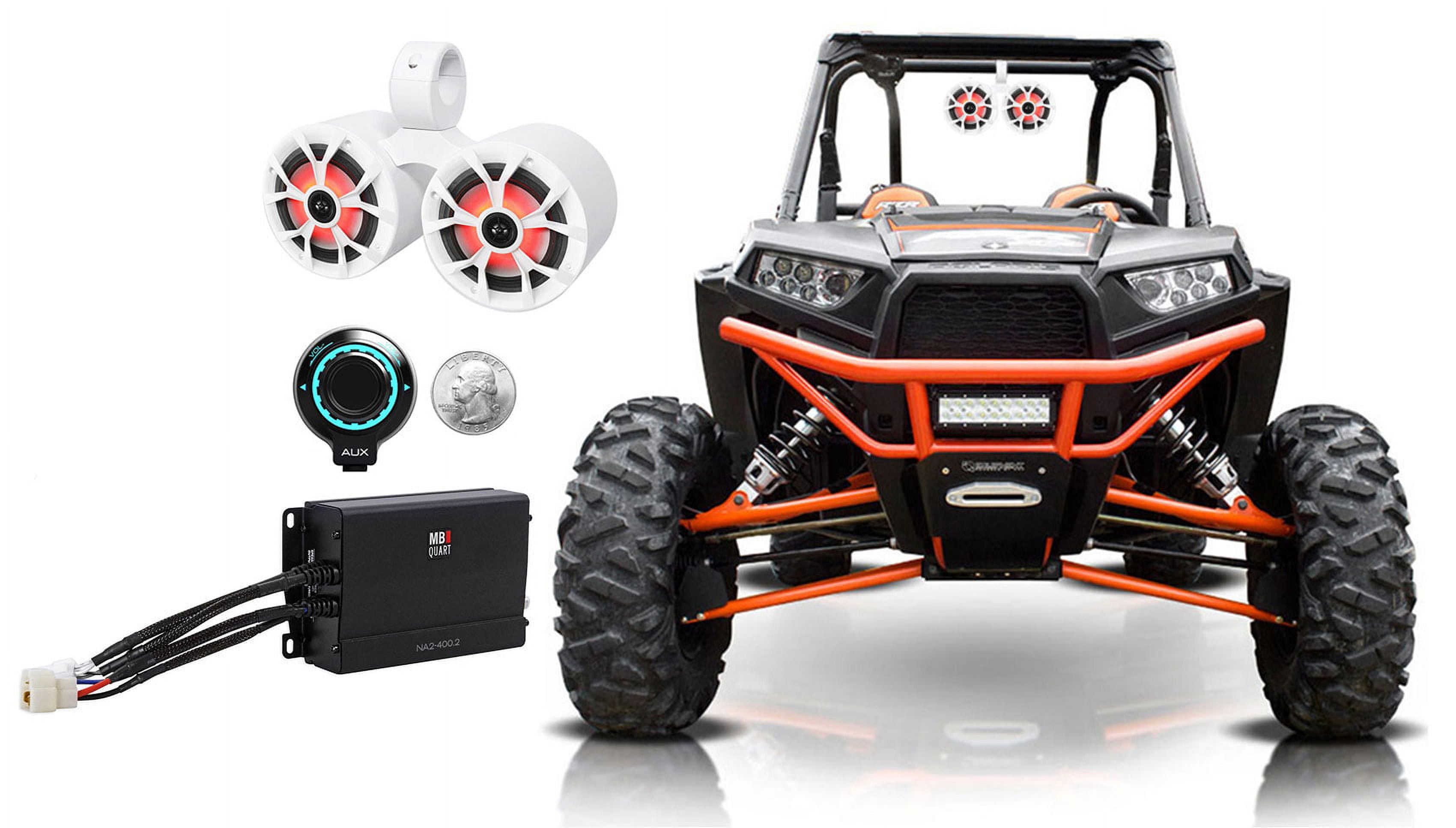 Rockville Dual 6.5" Tower LED Speakers+Amp+Bluetooth For RZR/ATV/UTV ...
