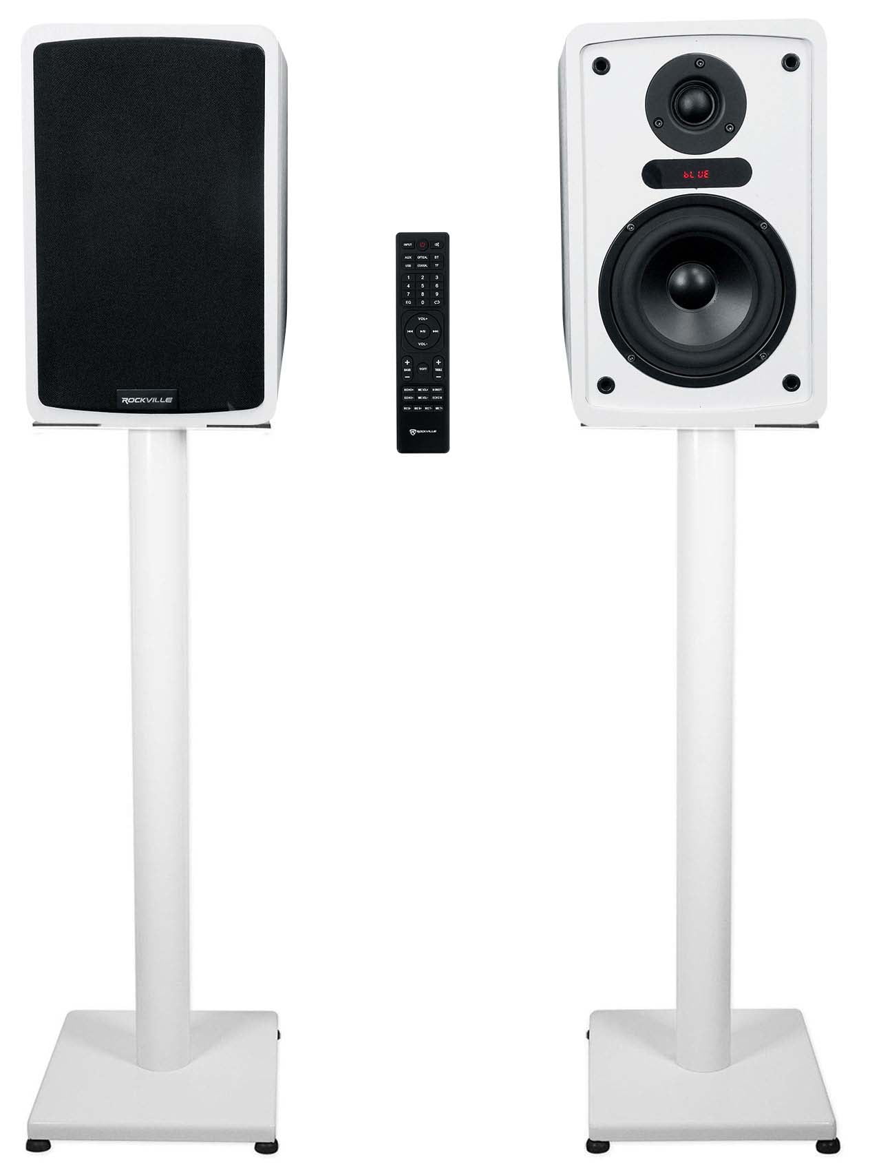Rockville ELITE-5W 5.25" Powered White Bookshelf Speakers w/Bluetooth+ ...