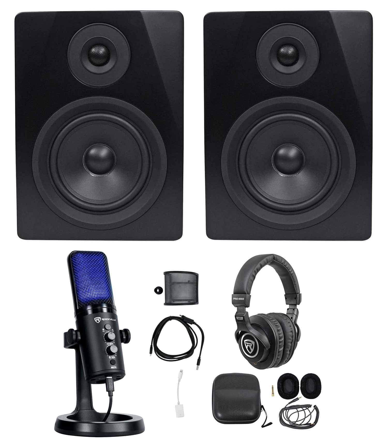 Rockville Gaming Recording Streaming Kit w/ USB Microphone+Headphones ...