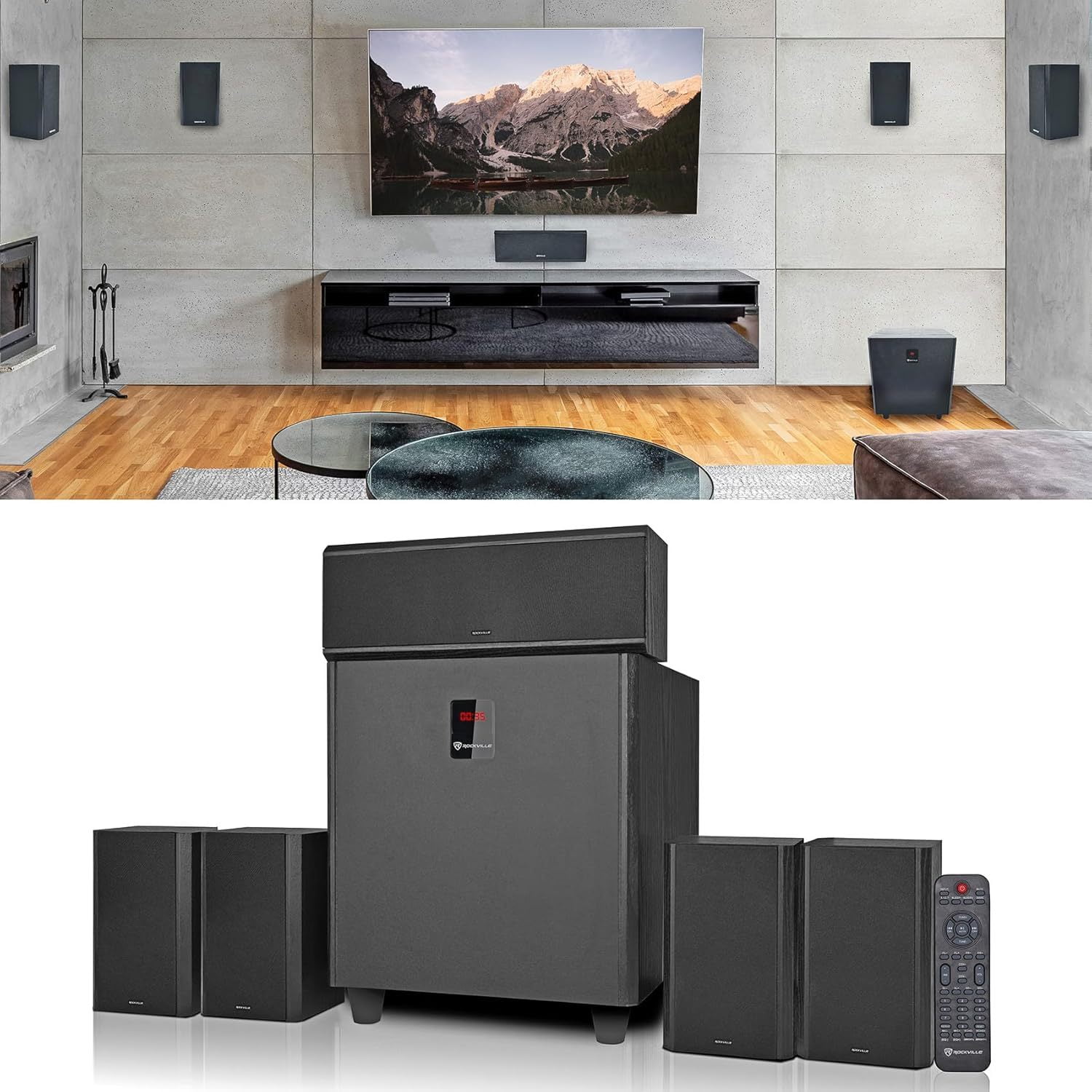 Rockville HTS820 1500W 5.1 Channel Home Theater System with 8 ...