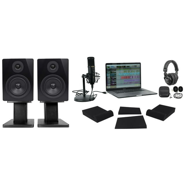 Rockville Home Recording Studio Kit w/ 5.25" Monitors+USB Mic ...