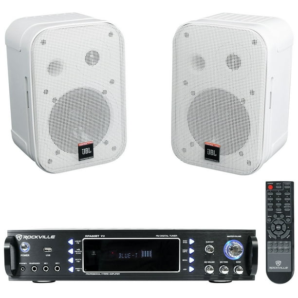 Rockville Home Theater Bluetooth Receiver Amplifier+(2) JBL White 5.25 ...