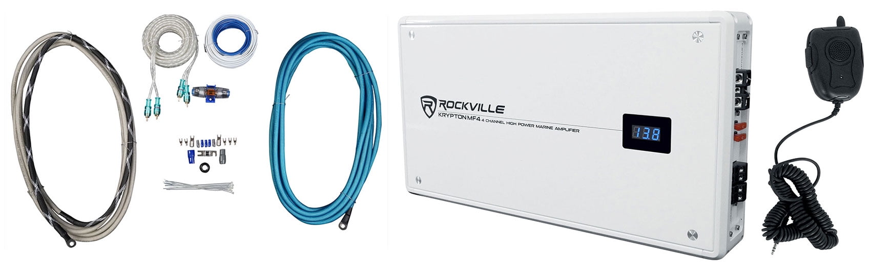 Rockville KRYPTON MF4 2400w Peak 4 Channel White Marine Boat Amplifier ...