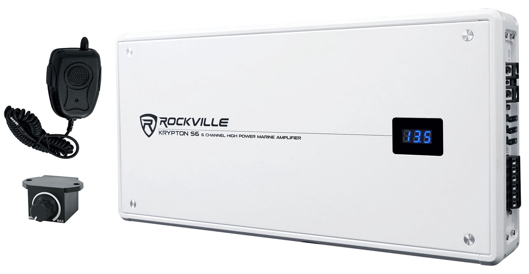 Rockville KRYPTON S6 Marine/Boat 2600 Watt 6 Channel Amplifier + PA ...