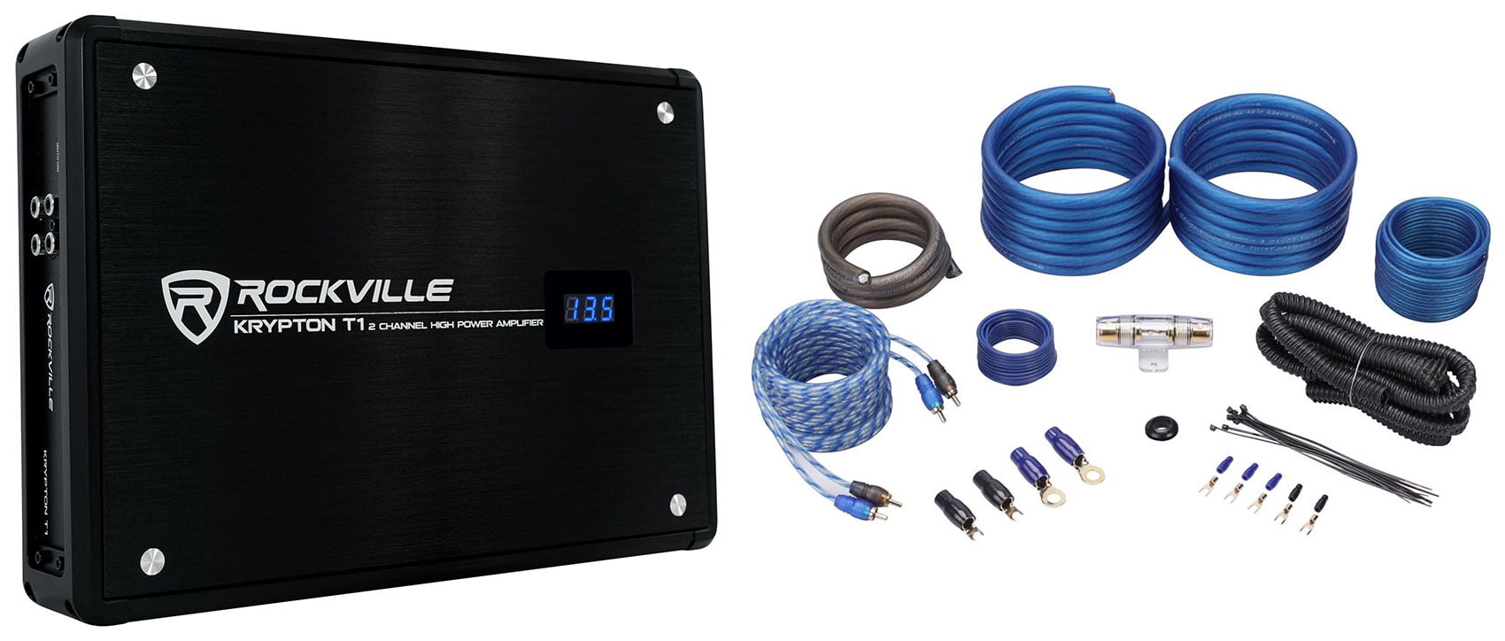 Rockville KRYPTON T1 1600 Watt 2 Channel Car Amplifier w VoltMeter+Amp ...